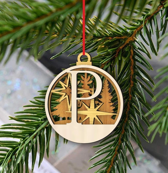 Alphabet P Christmas Ornament - Download free Vector files