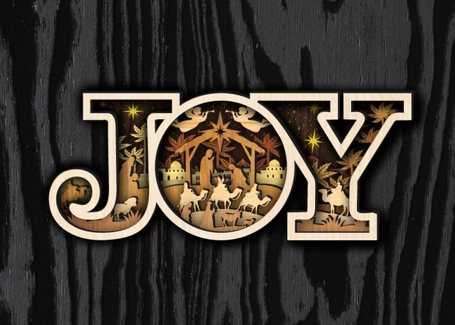 3D Layered Joy Nativity Scene - Download free Vector files